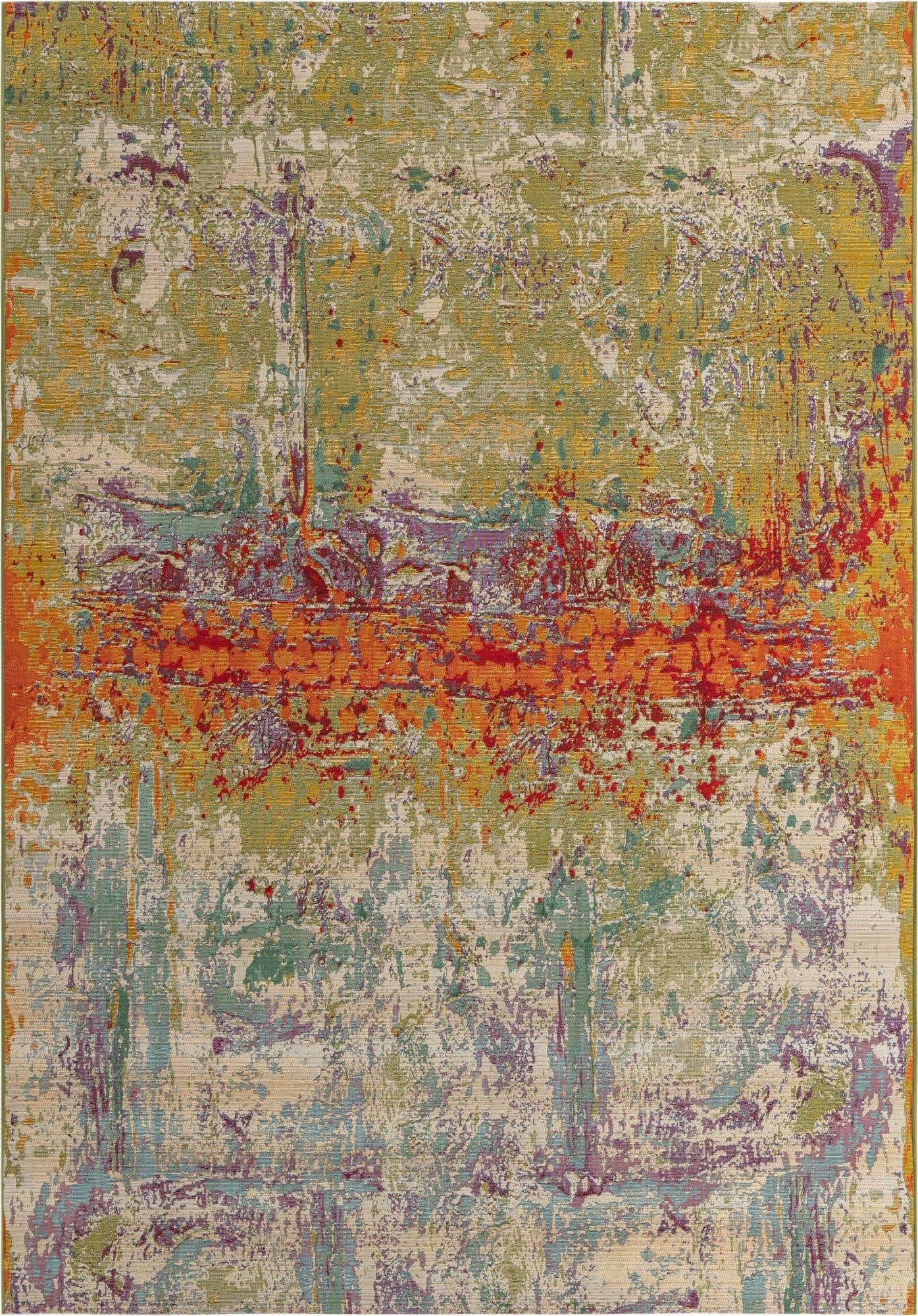 Unique Loom Outdoor Modern Collection Area Rug - Crumpled (7' 1" x 10' Rectangle, Multi/ Gold)