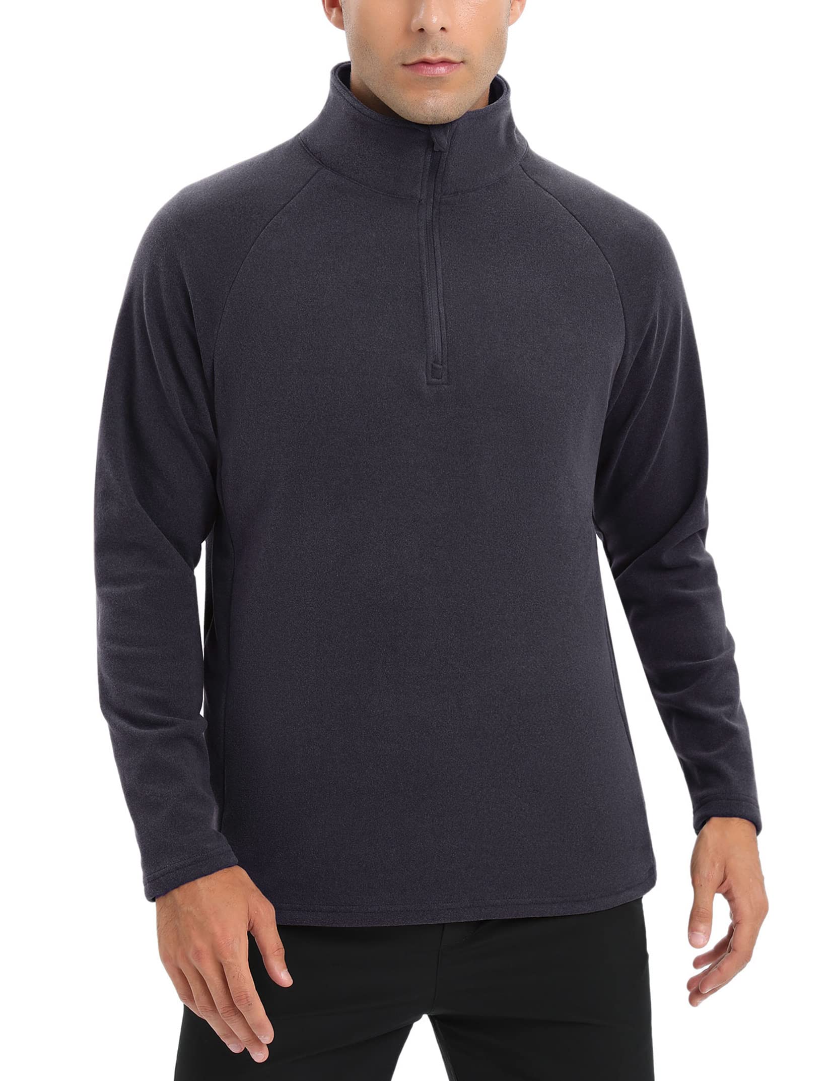 GymSmart Quarter Zip Pullover Men Golf Fleece Lined 1/4 Zip Sweatshirt Dark Gray 2XL