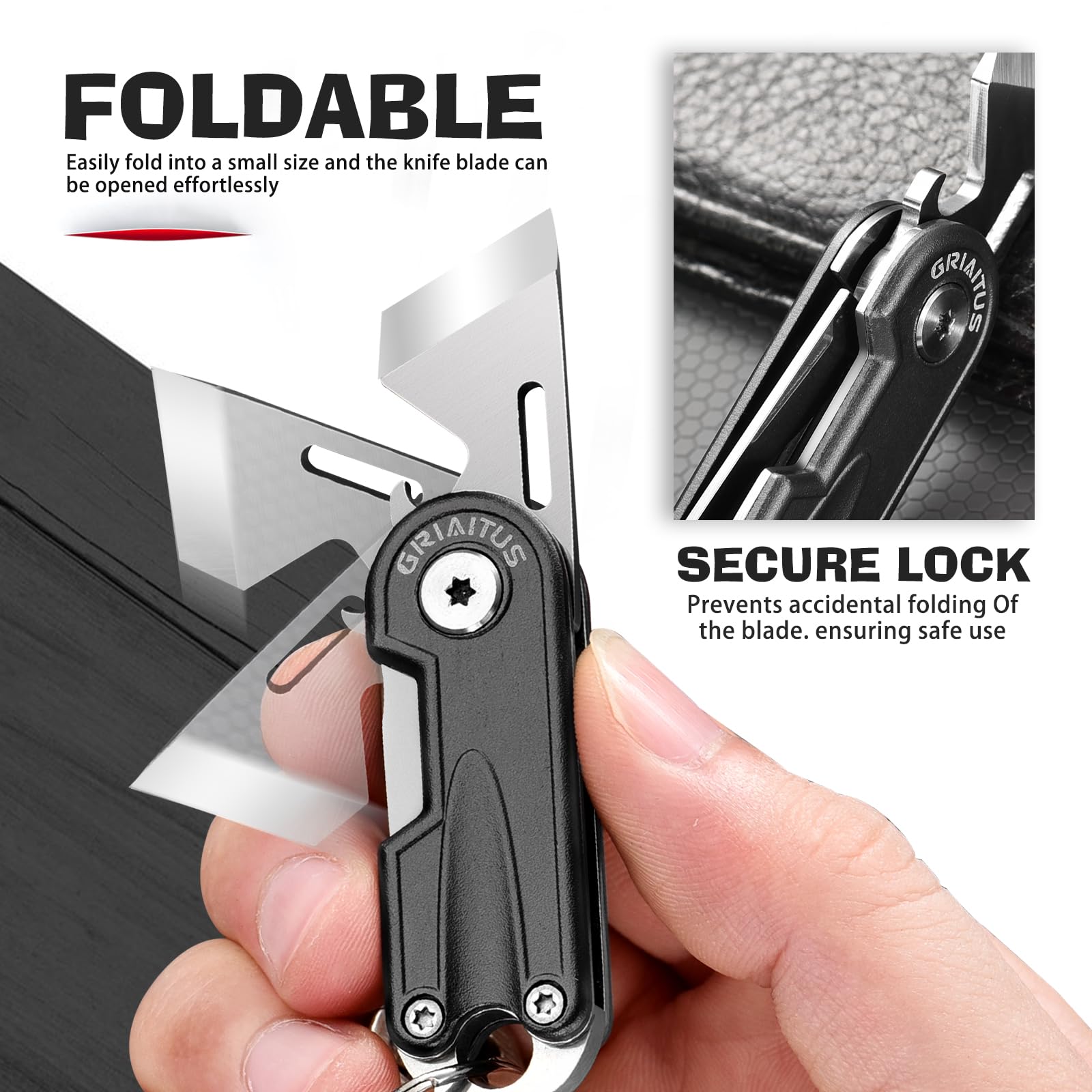 Multitool Pocket Knife, EDC Folding Knives, Small Pocket Knives with Bottle Opener Mini Pry Tool, Gifts for Men Dad Everyday Carry Keychain (black)