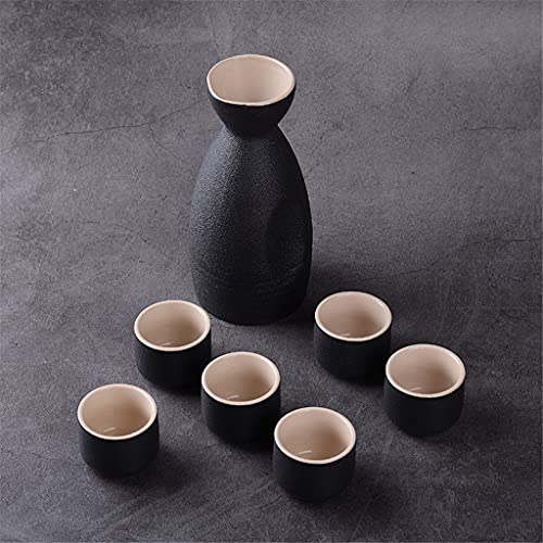 FZZDP Japanese Wine Set Antique Household Wine Set Ceramic Yellow Wine Warm Wine Set Black Pottery Wine Set (Color : E)