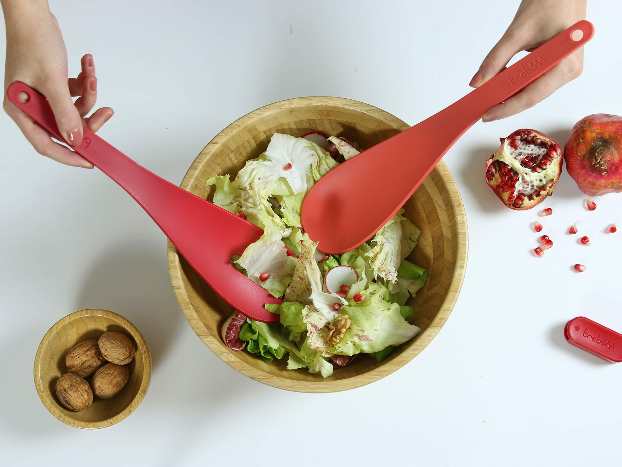 Trebonn Twins Salad Server Salad Cutlery Set consisting of Spoon and Fork. Use Separately for Mixing, use Together for Serving and Save Space in The Drawer