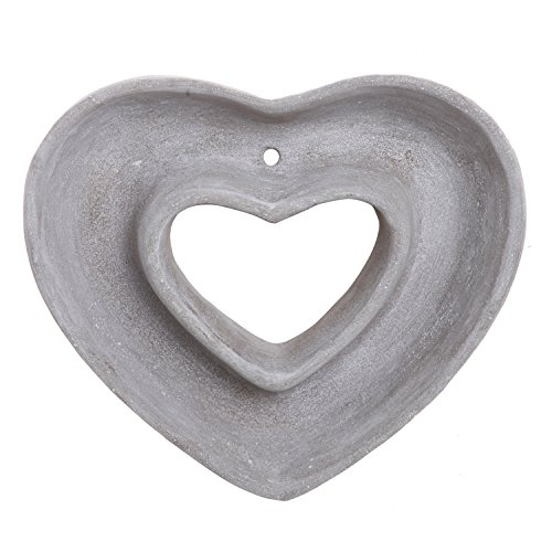 MyGift Gray Cement Succulent Plant Pot with Drainage Hole, Heart Shaped, for Indoor Plants Cactus, Flowers, Home Decor, Wedding Decor, Birthday Party Decor