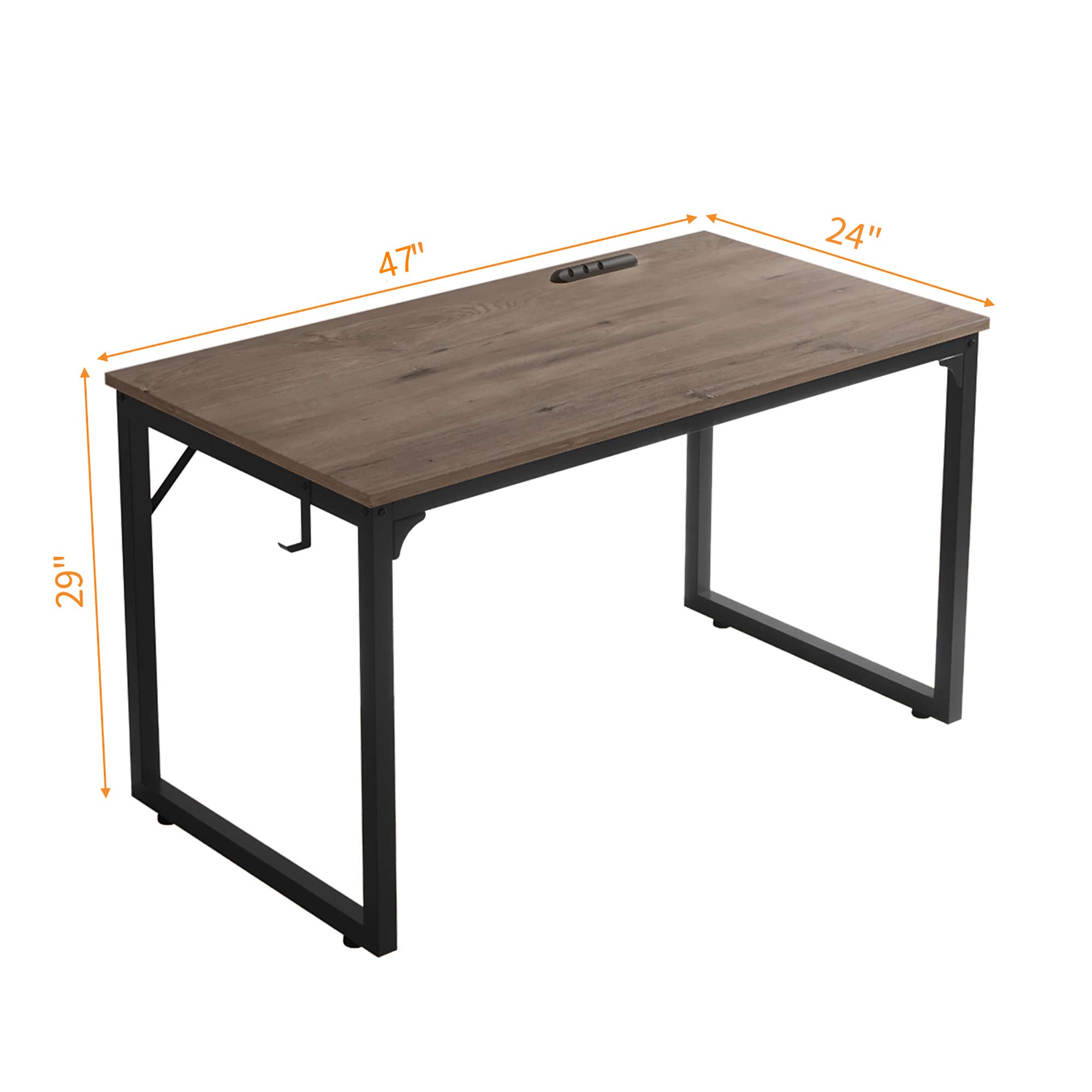 Flrrtenv 47 Inch Computer Desk, Small Desk, Office Desk with Hook, Modern Home Office Desk, PC Desk, Grey Oak