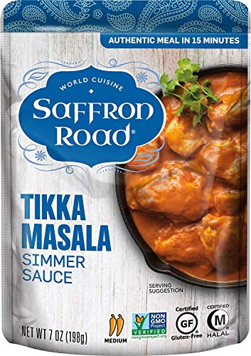 Saffron Road Tikka Masala Simmer Sauce - Non-GMO, Gluten Free, Halal, Kosher, Vegetarian (7 Ounce (Pack of 8))
