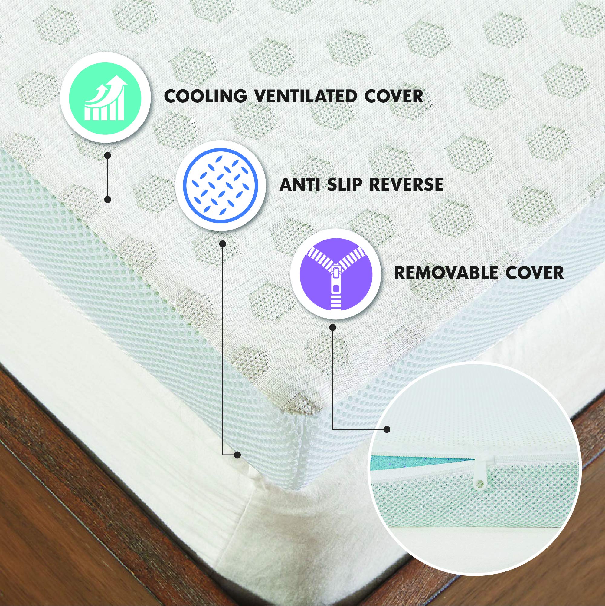 Sleep Philosophy Gel Infused Memory Foam Mattress Topper Luxurious All Season Enhanced Bed Support, Full(2" Thick), Removable Cooling Cover