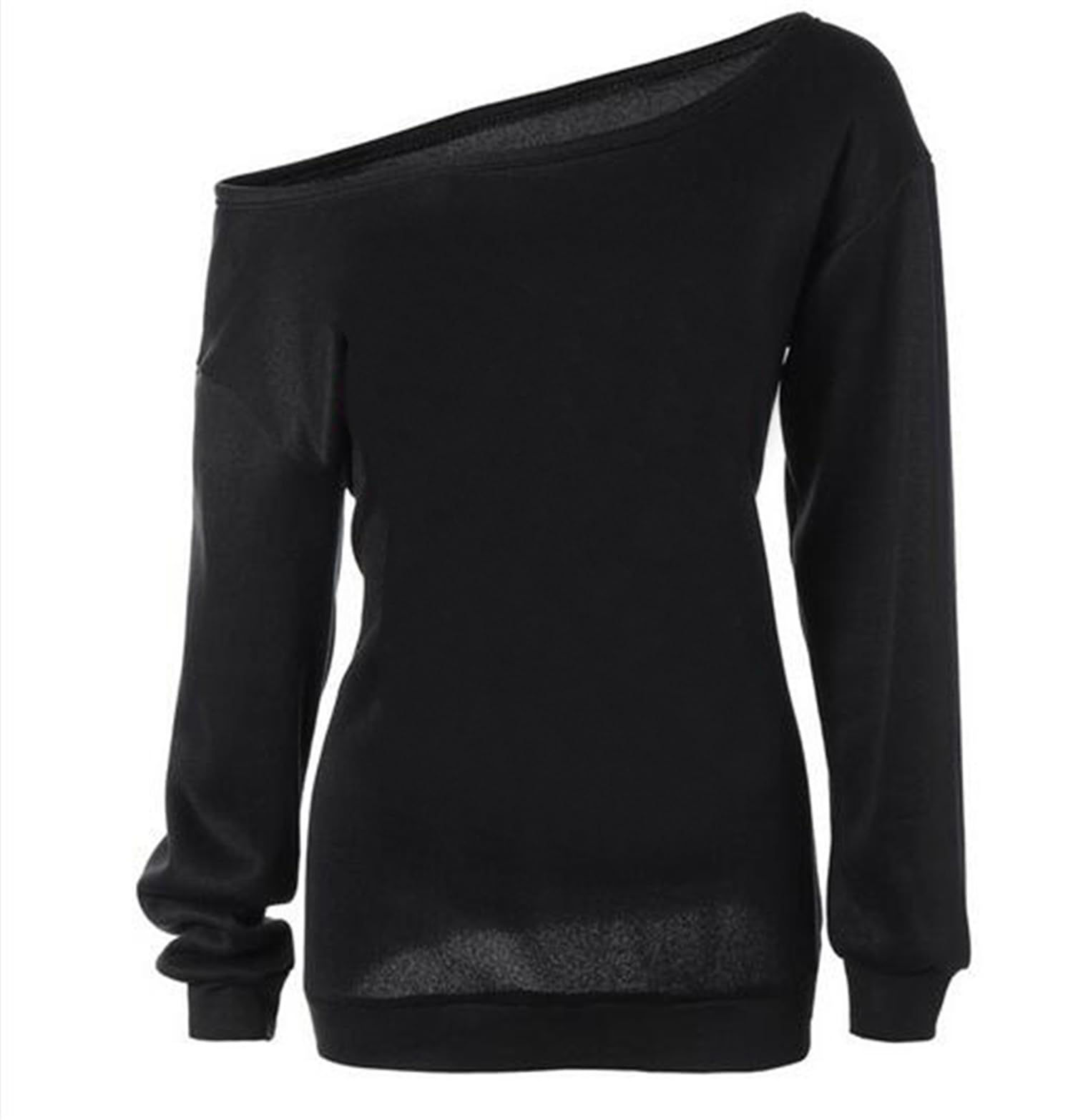 Dutebare Women Off Shoulder Sweatshirt Slouchy Shirt Long Sleeve Pullover Tops Black a 3XL