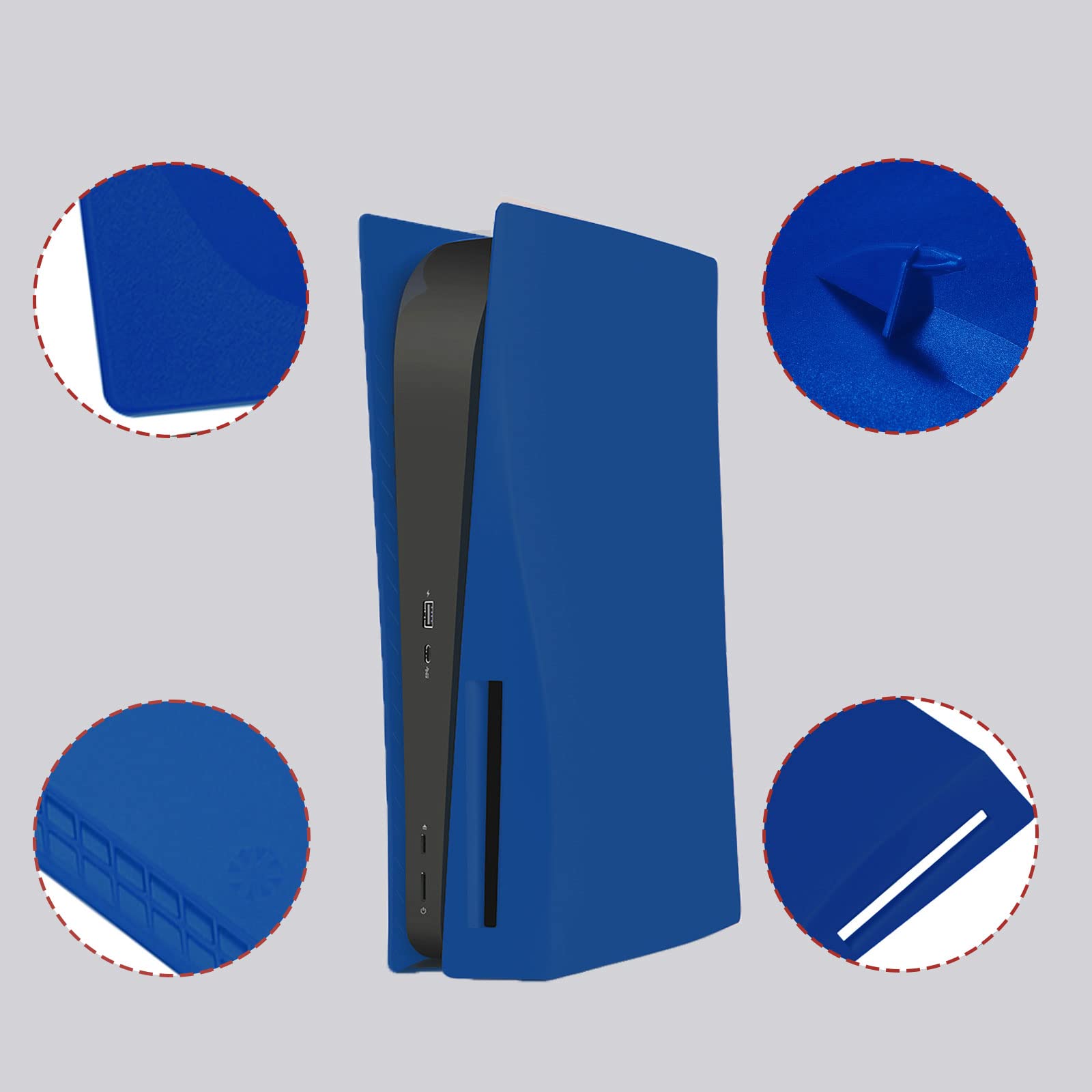 Faceplates Compatible with PS5 Console, PS5 Face Plates Dust Cover Console Skins,ABS Anti-Scratch Dustproof Cover Replacement Shell Plates,Disc Edition (Blue)
