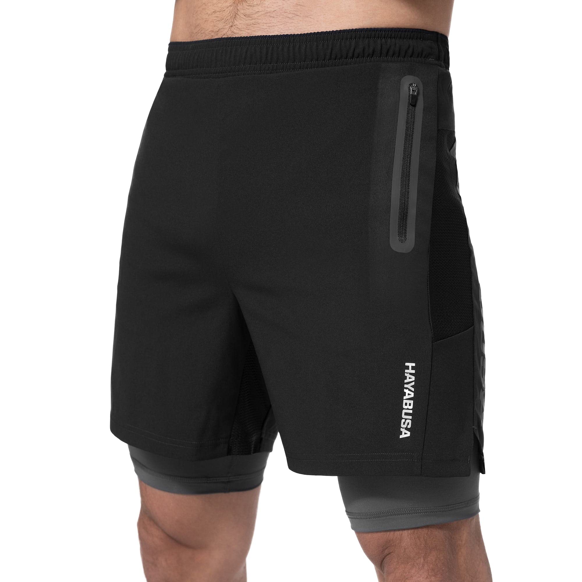 Hayabusa Men's Layered Performance Shorts - Black, Large