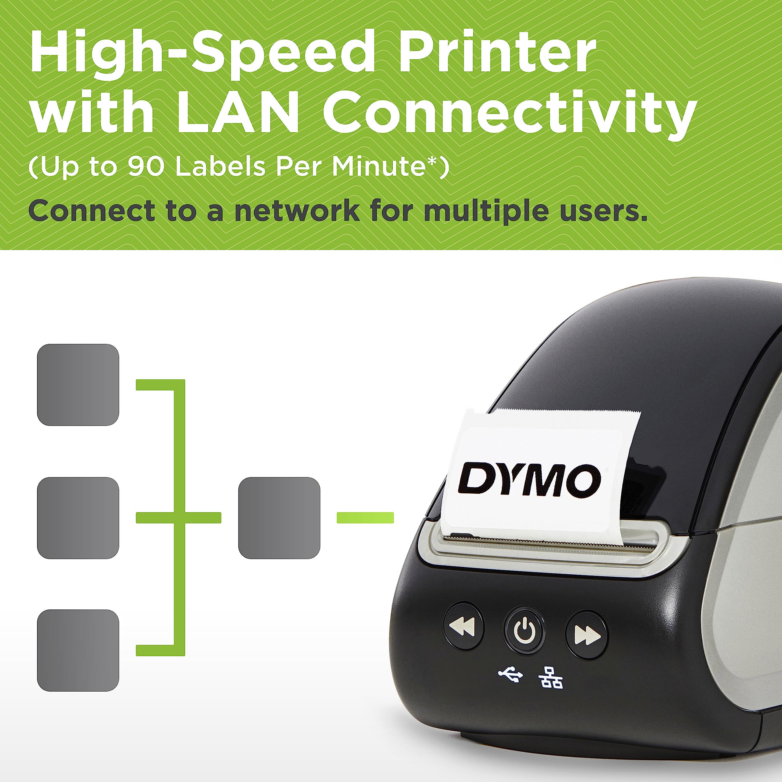 DYMO LabelWriter 550 Turbo Label Printer, Label Maker with High-Speed Direct Thermal Printing, Automatic Label Recognition, Prints Variety of Label Types Through USB or LAN Network Connectivity