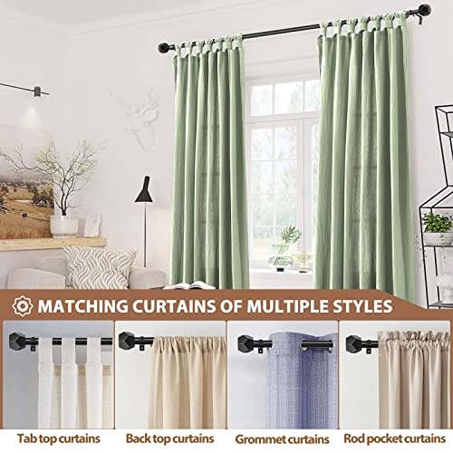 TONIAL 3/4 Curtain Rods 32 to 58 Inch(2.6-4.8ft), Telescoping Splicing Drapery Rods for Windows 20 to 53 Inch(1.7-4.4ft), Decorative Single Rod with GeometricFinial, Black