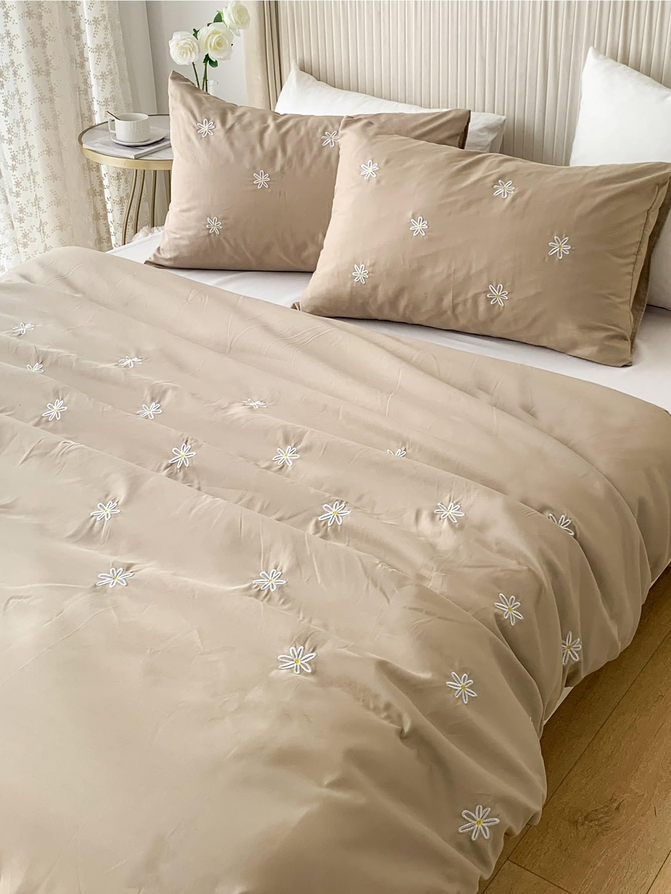 QWINEE 3Pcs Flower Print Duvet Covers Sets Soft Boho Elegant Duvet Bedding Set with 1 Comforter Cover and 2 Pillowcases for All Season Comforter Not Included Multicolor F King