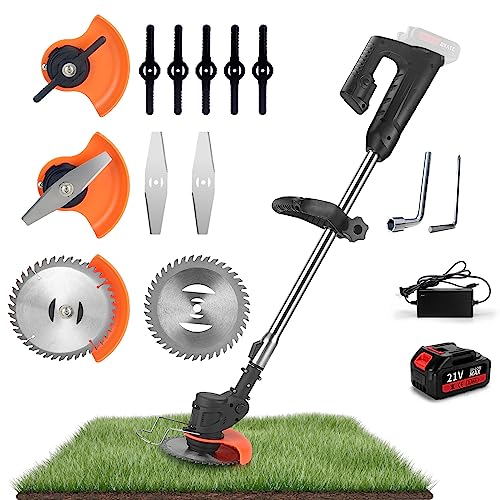 Weed Wacker Battery Powered ,Electric Weed Wacker 21v Cordless Weed Eater with Battery and Charger for Weed-Wacking Grass and Yard