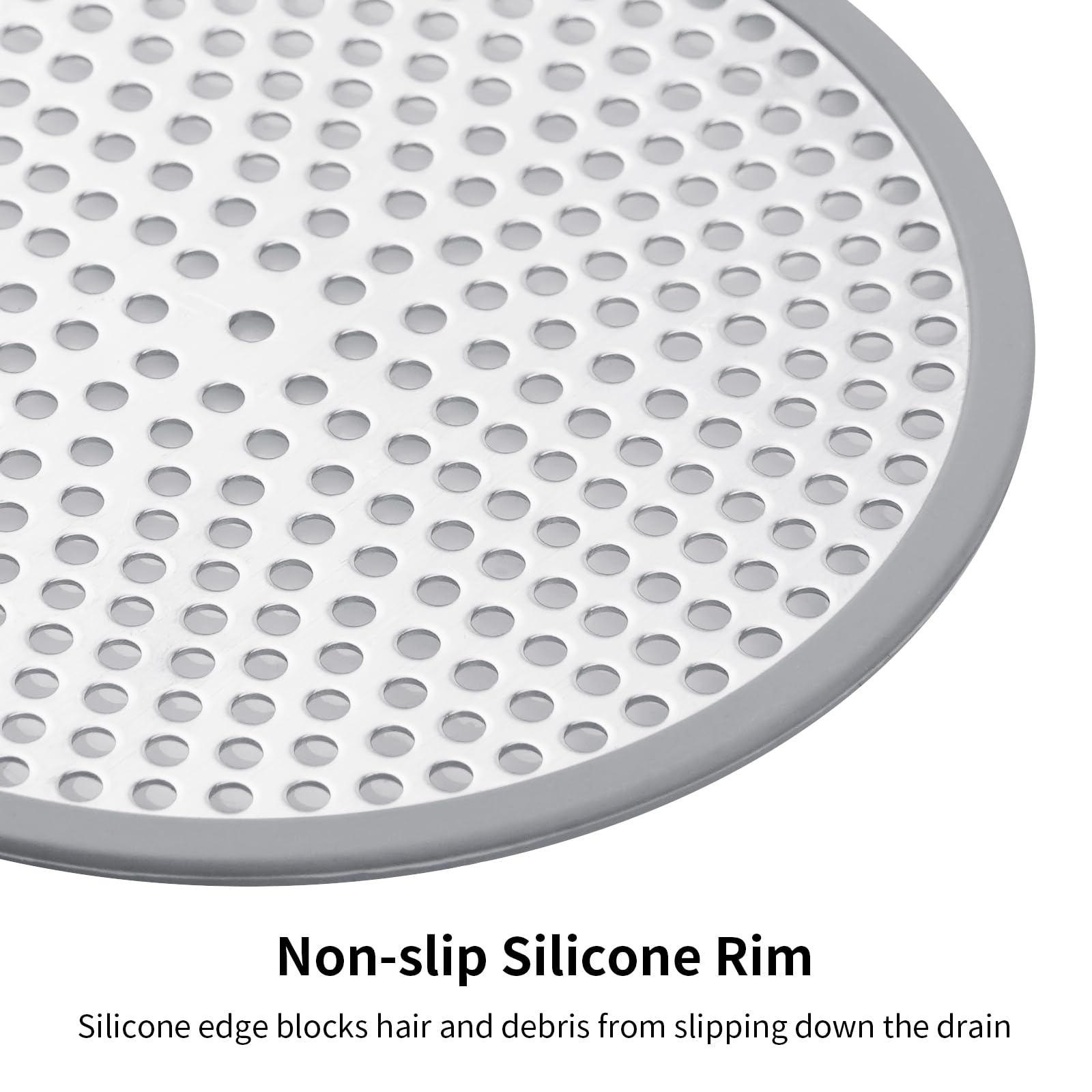 Ohtomber Shower Drain Hair Catcher - 2PCS 4.72β Shower Stall Sink Drain Cover Strainer, Stainless Steel Bathtub Hair Trap Stopper, Bathroom Floor Drain Hair Filter Screen Protector with Silicone Rim