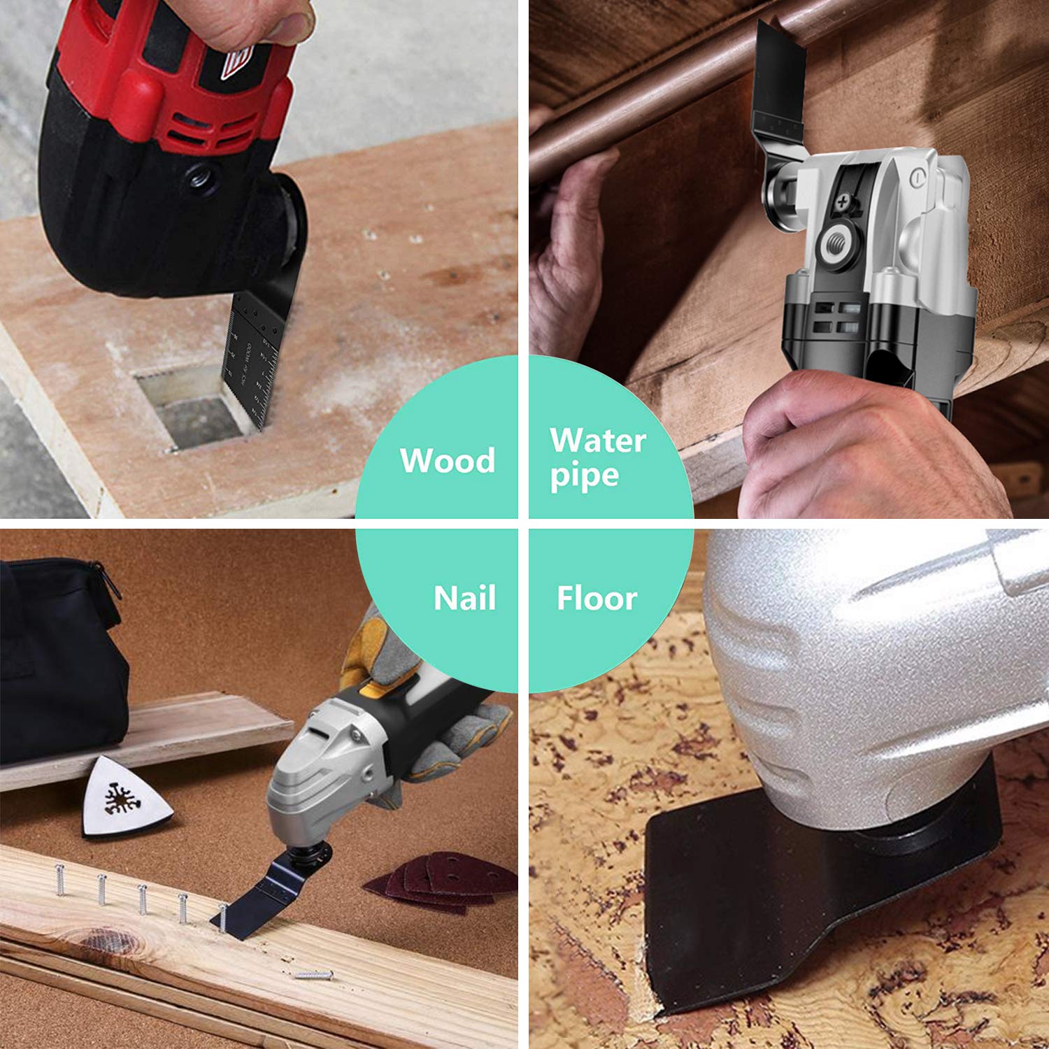 fannybuy 50Pcs Metal Wood Plastic Oscillating Multitool Quick Release Saw Blades Kit Fast Cutting Compatible with Multimaster Porter Cable Black&Decker Craftsman