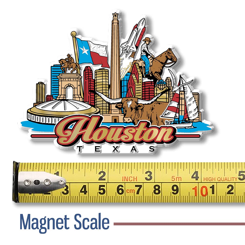 Houston, Texas City Magnet by Classic Magnets, Collectible Souvenirs Made in The USA, 4.2" x 3.1"