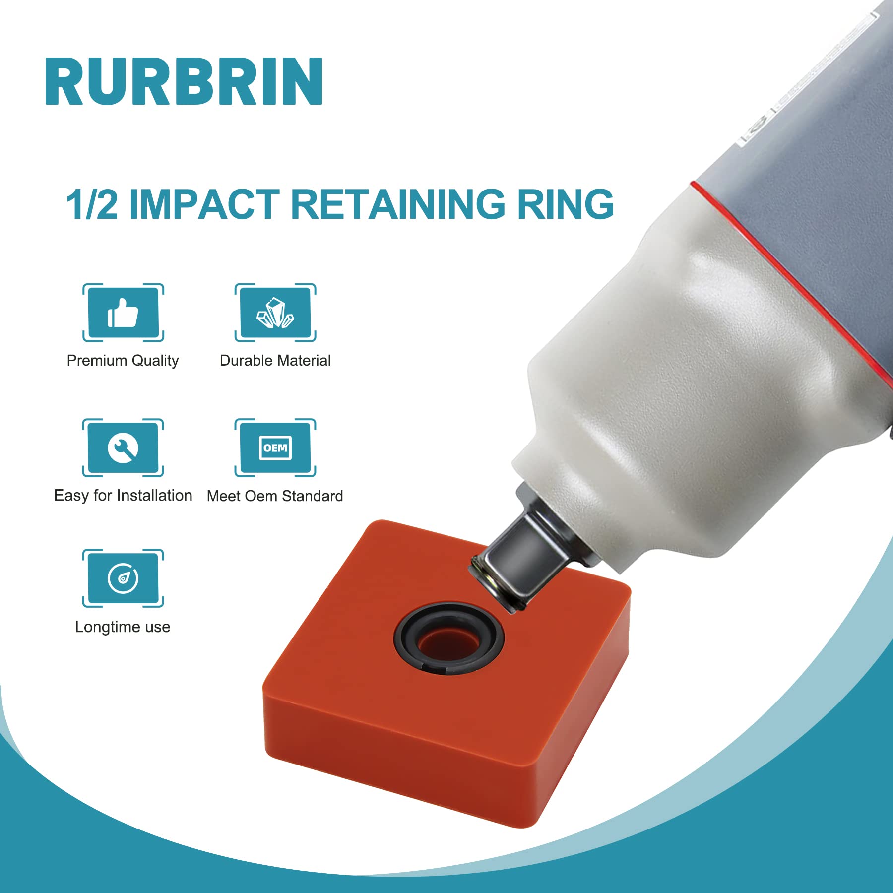 RURBRIN (10 Sets) 1/2" Impact Wrench Retaining Rings with O-Ring, Compatible with Electric/Pneumatic Wrench, Including Retainer Ring Anvil Install Tool