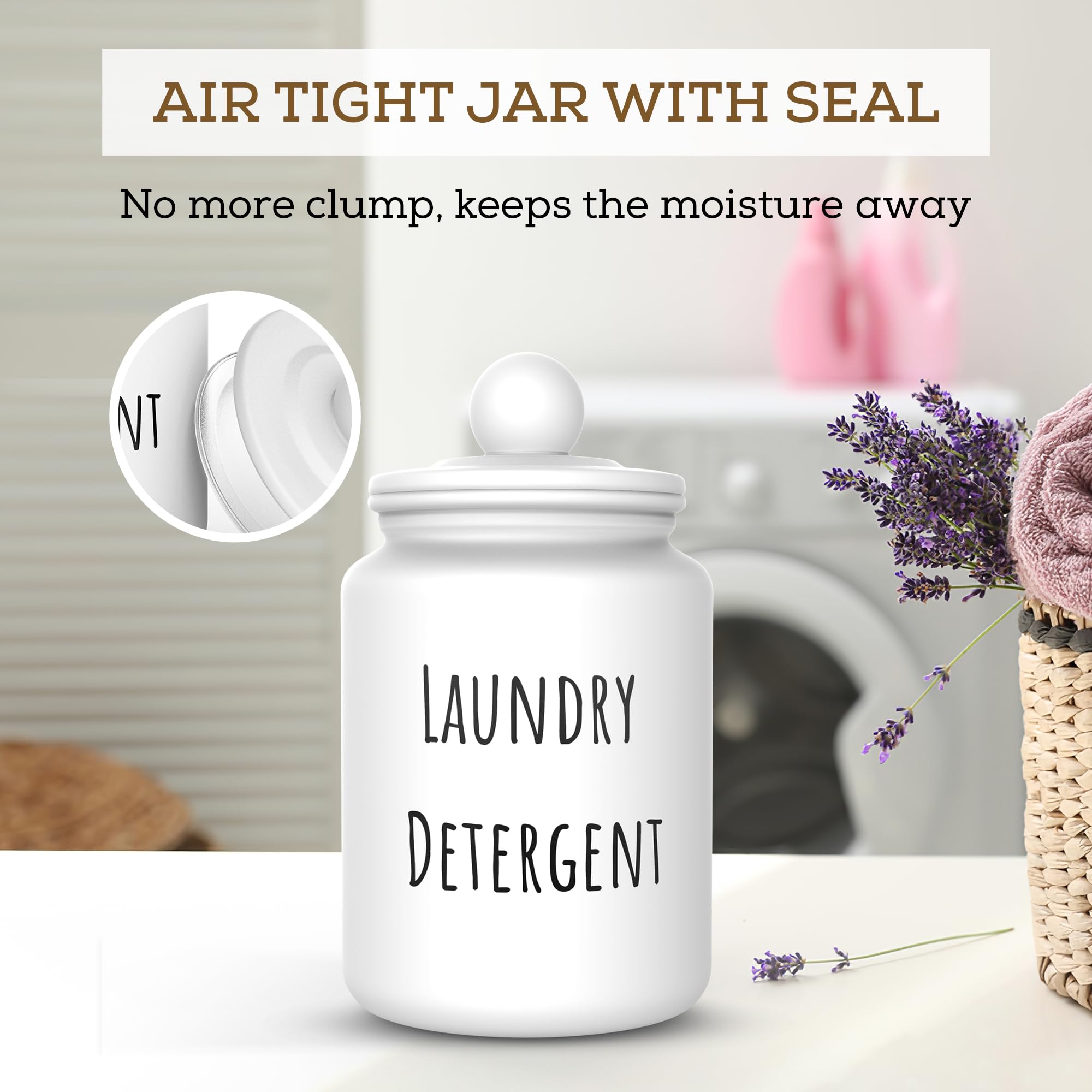 Glass Jar For Laundry Detergent, Powder Container Dispenser, Laundry Room Organization, Pods Storage Jar With Lid, Farmhouse Room Decor, Elegant and Convenient Storage Solution (black)