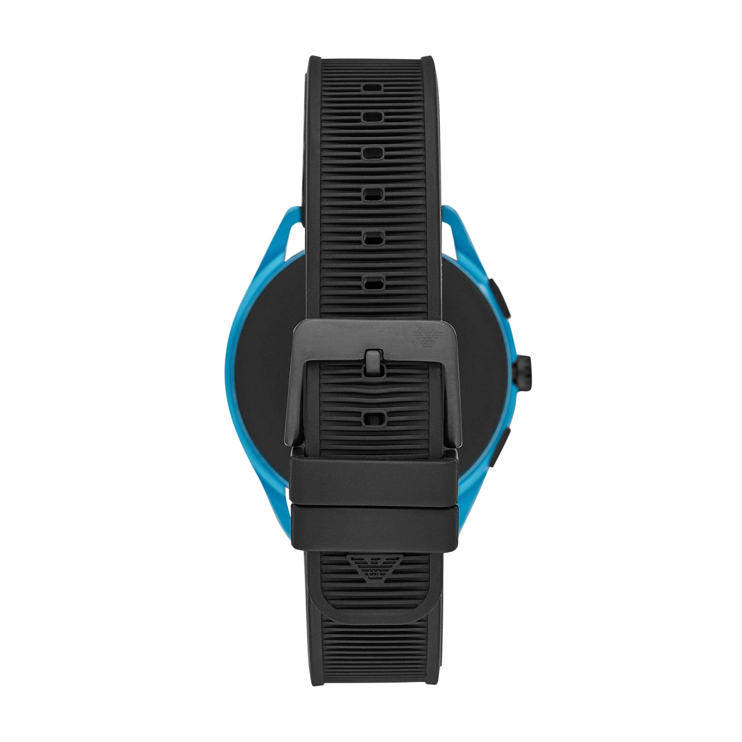 Emporio Armani Men's Smartwatch 3 Touchscreen Aluminum and Rubber Smartwatch, Black and Blue-ART5024
