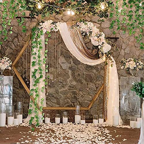 Fly Array 6.7 Ft 2 Strands of Artificial Ivy Wreath Leaf Vines, Plastic Ivy, Hanging Fake Plants, Used for Home Kitchen Garden Office Wedding Wall Decoration (Green)