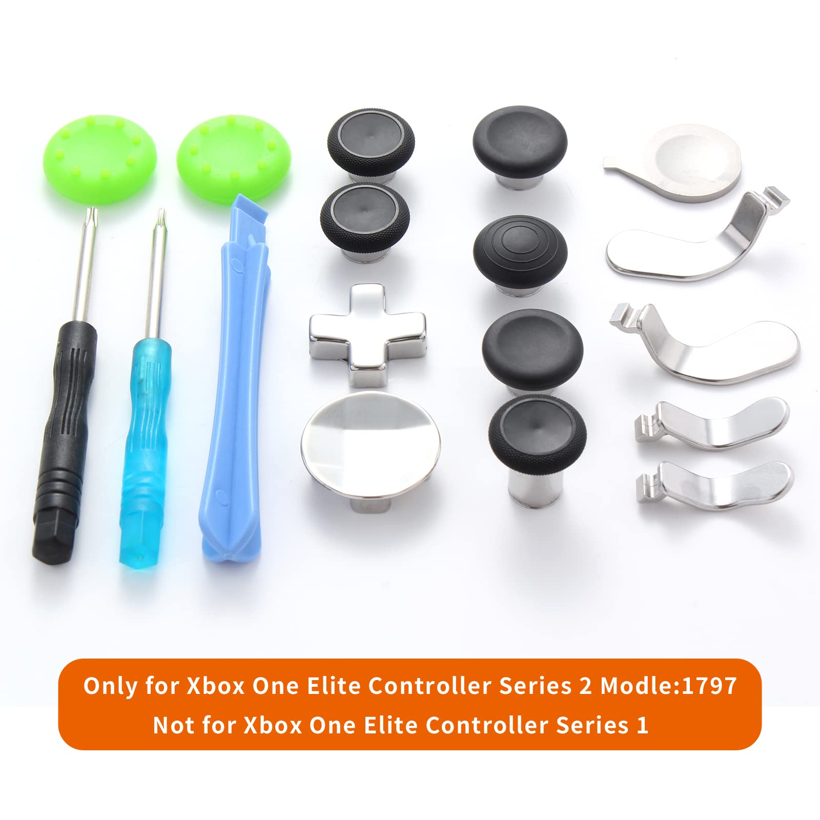 Elite Controller Series 2 Accessories Kit,Gaming Accessory Replacement,6 Swap Analog Sticks,4 Paddles,2 D-Pads,1 Adjustment Tool for Xbox One Elite Controller Series 2 Model 1797 (Silver)