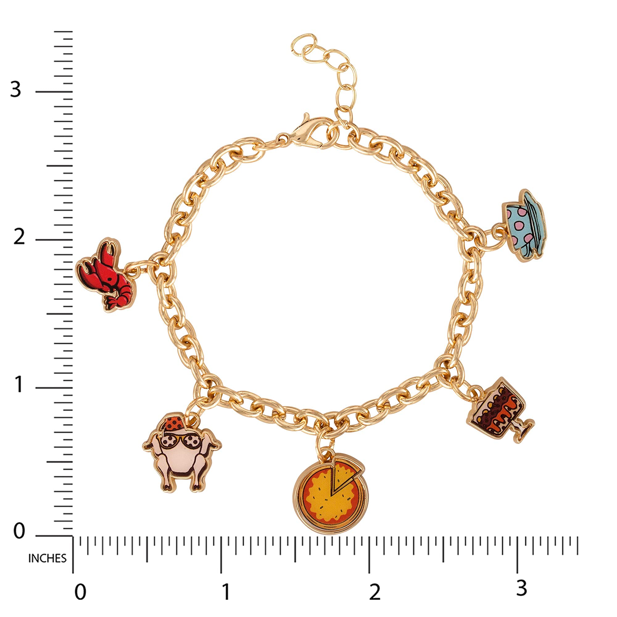 Friends TV Show Fashion Charm Bracelet, 5 Charms, 7" + 1" Extender