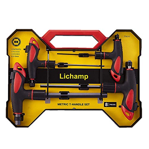 Lichamp T Handle Allen Wrench Set Metric, Meter Thandle Tee Handle Allen Hex Key Set MM, 2 2.5 3 4 5 6 8 10mm, 8-Pieces HeavyDuty Excellent Set.