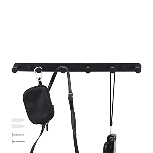Potaosey Black Wall Coat Rack, 17in Wall Mounted Coat Rack with 6 Hook,Modern Style Coat Rack Wall Mounted,Metal Coat Hooks Rail for Coat Hat Key Bathroom Entryway