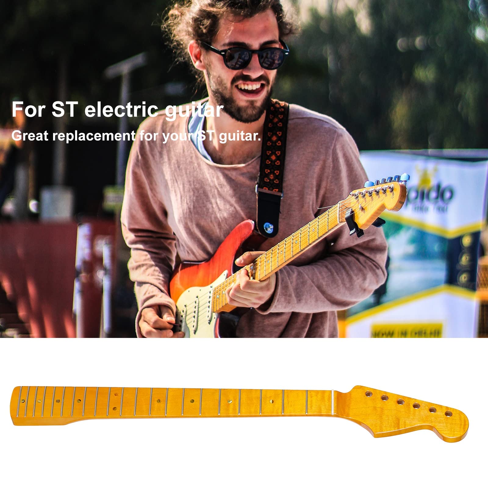 Guitar Neck 21 Fret Maple Fretboard Guitar Neck for ST Style Guitar DIY Parts Replacement "C" Shape