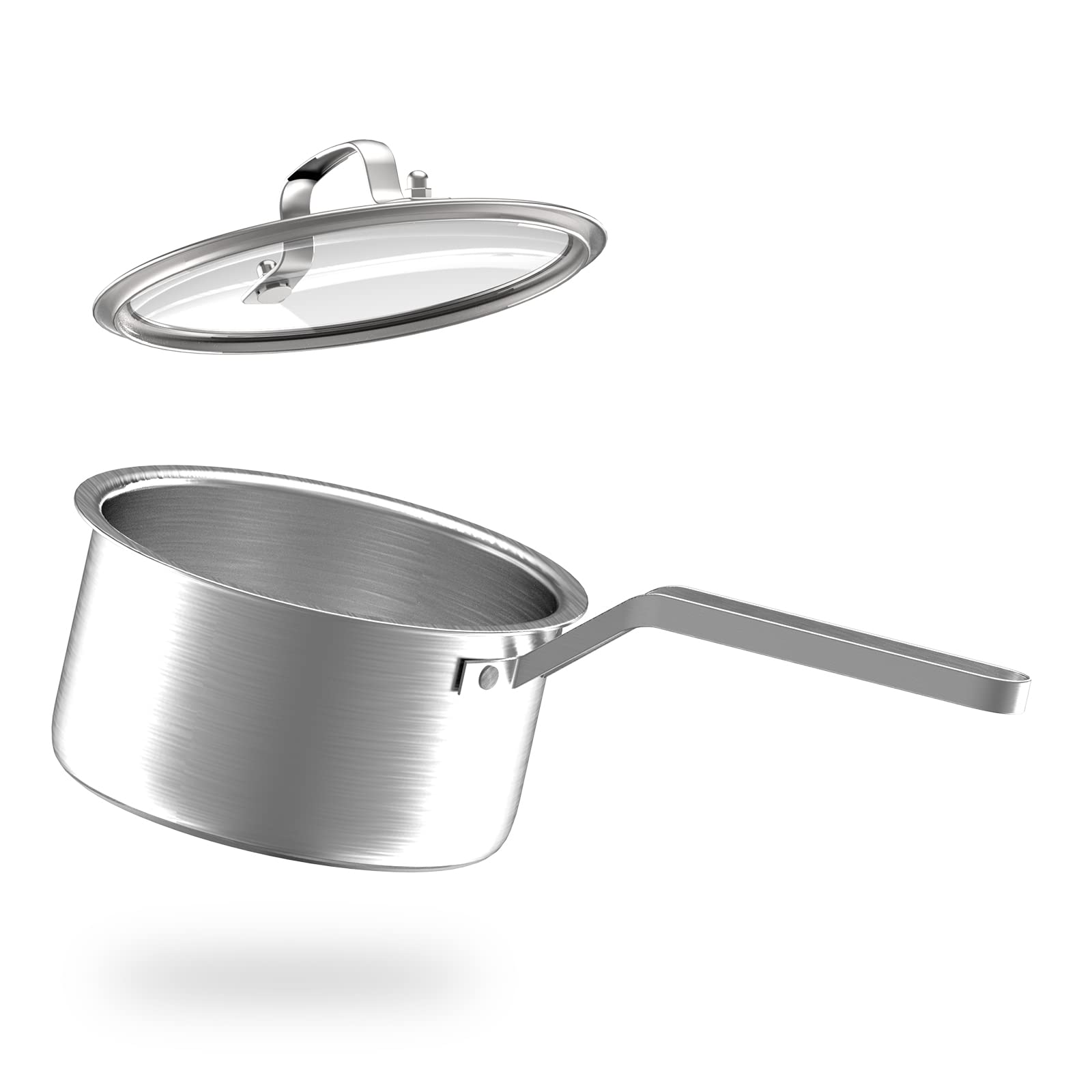 HOXHA Sauce Pot, 1.5 Quart Nonstick Saucepan,304 Stainless Steel Saucepan with Lid, Universal Milk Pot, Multipurpose Pot for Kitchen Home Restaurant