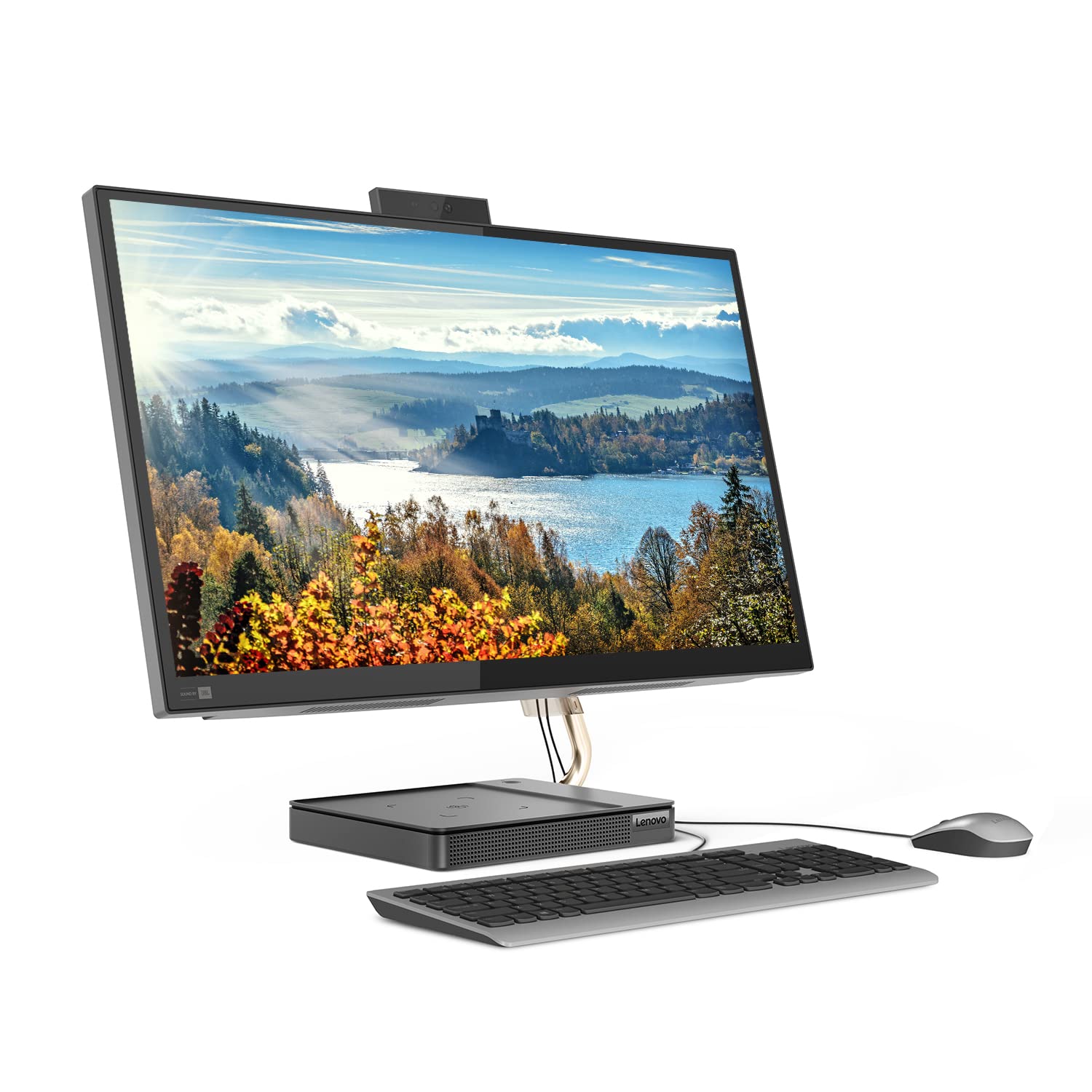 Lenovo IdeaCentre 5i AIO Desktop, 27" QHD IPS Touchscreen, Intel Core i7-10700T Processor, 32GB RAM, 1TB SSD, Webcam, HDMI, Wired KB&Mouse, Wireless Charger, Wi-Fi 6, Windows 11 Home, Black