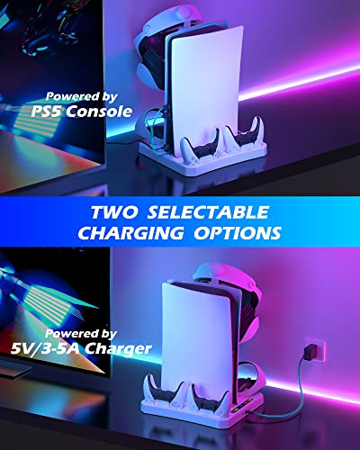 PS-5 & PS VR2 Charging Station with 2 Cooling Fan, YOGES 3-in-1 PS-5 Stand for Play-station5 and Play Station VR2 Controllers Charging, PS-5 Console Cooling Station PS-5 PS VR2 Accessories Storage
