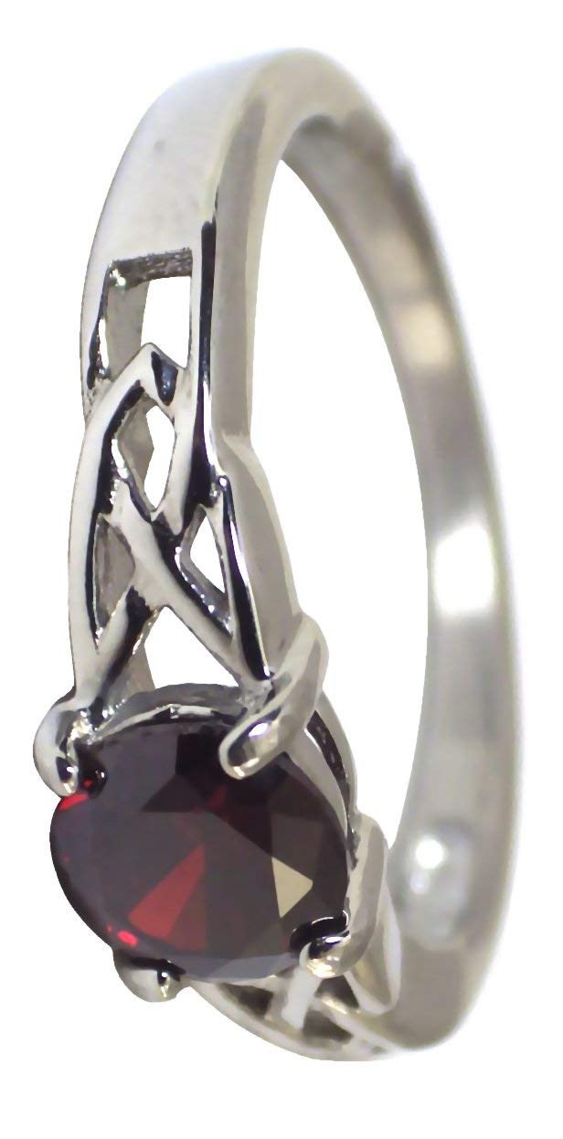 Fantasy Forge Jewelry Womens January Birthstone Celtic Ring Red Cubic Zirconia Size 9