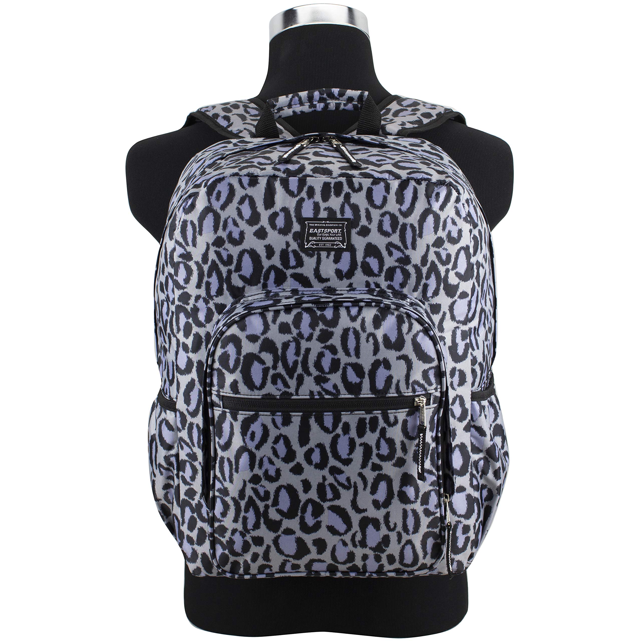 Eastsport Fashion Lifestyle Backpack with Oversized Main Compartment for College or Travel/Hiking, Black/Red Static Camo Print