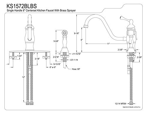 Kingston Brass KS1572BLBS Heritage Kitchen Faucet, 11" in Spout Reach, Polished Brass