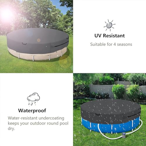 EastVita 24FT Round Winter Pool Cover for Above Ground Pools with Drawstring Design Solar Covers Protector Hot Tub Cover Black