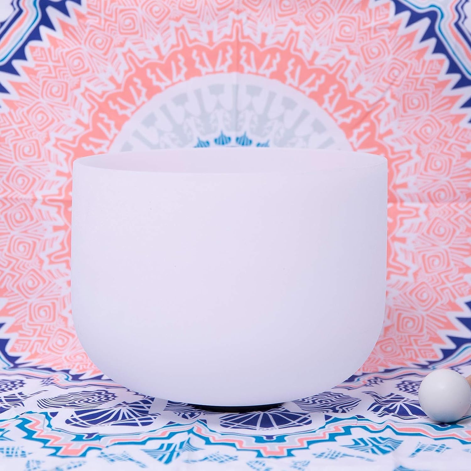 ENERGYSOUND E Note Solar Plexus Chakra Frosted Quartz Crystal Singing Bowl 8 inch mallet and o-ring included
