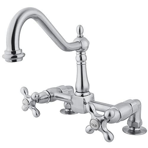Kingston Brass KS1141AX Heritage Bridge Kitchen Faucet, 8-3/4-Inch, Polished Chrome