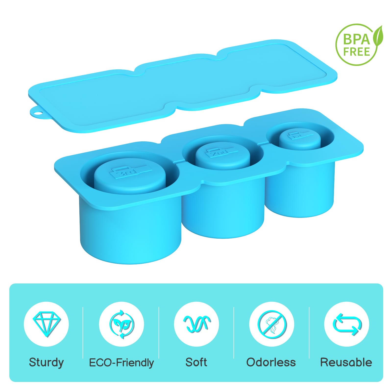 Ice Cube Tray for Cup, 3 Hollow Cylinder Ice Cube Molds, 3 in 1 Silicone Ice Cube Molds With Lid for 30-40 oz Tumbler Cup, Ice Cube Trays for Chilling Cocktails, Whiskey