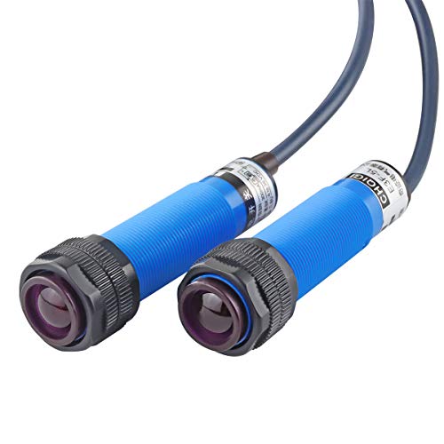 Electrical Buddy E3F-5DN1-2Z 1 Pair M18 Infrared Ray Through-Beam Reflection Optical Photoelectric Switch Sensor Three Lines NPN NO 6-36VDC Proximity Switch Inductive Distance 5M with mounting Bracket