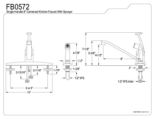 Kingston Brass FB0572 Columbia 8" Centerset Kitchen Faucet, 8-Inch in Spout Reach, Polished Chrome