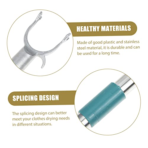 NOLITOY 5pcs stitching clothes rail curtain rod hooks outdoor tools outdoor window shade Clothes Drying Pole extended closet pole metal retriever rod Splicing Clothesline Pole Clothes Rod