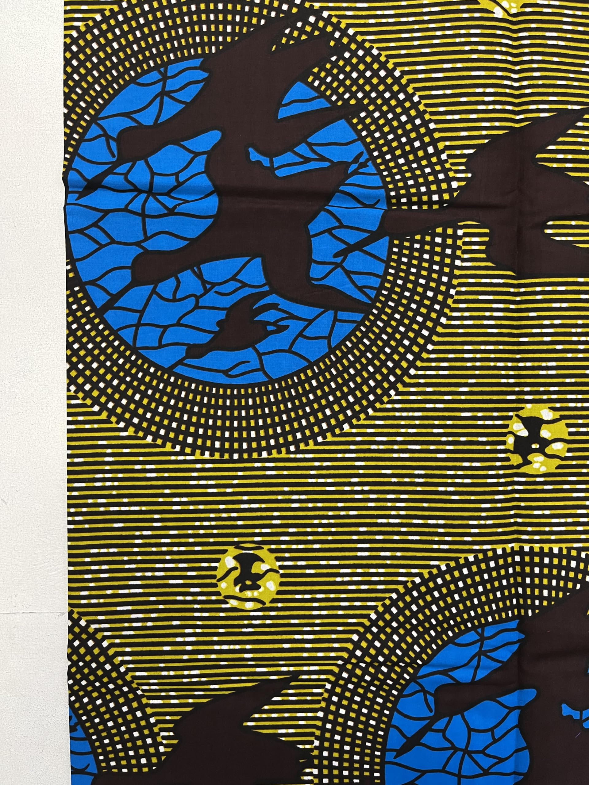 Flying Bird Design African Guaranteed Wax Block Prints Fabric/African Ankara Wrapper Fabric Wax Fabrics /-Sell by 6 Yards-100% Cotton-for Dresses- Blue, Yellow, Black, White