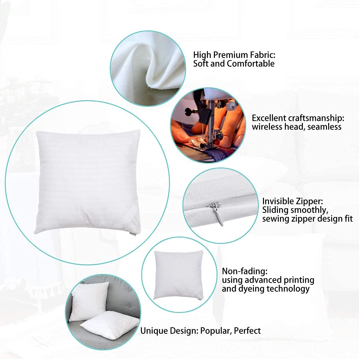 Emvency Square 16x16 Inches Decorative Pillowcase Music Mixer Sound Funny Dream of A Tuner Polyester Decor Throw Pillow Cover with Hidden Zipper for Bedroom Sofa