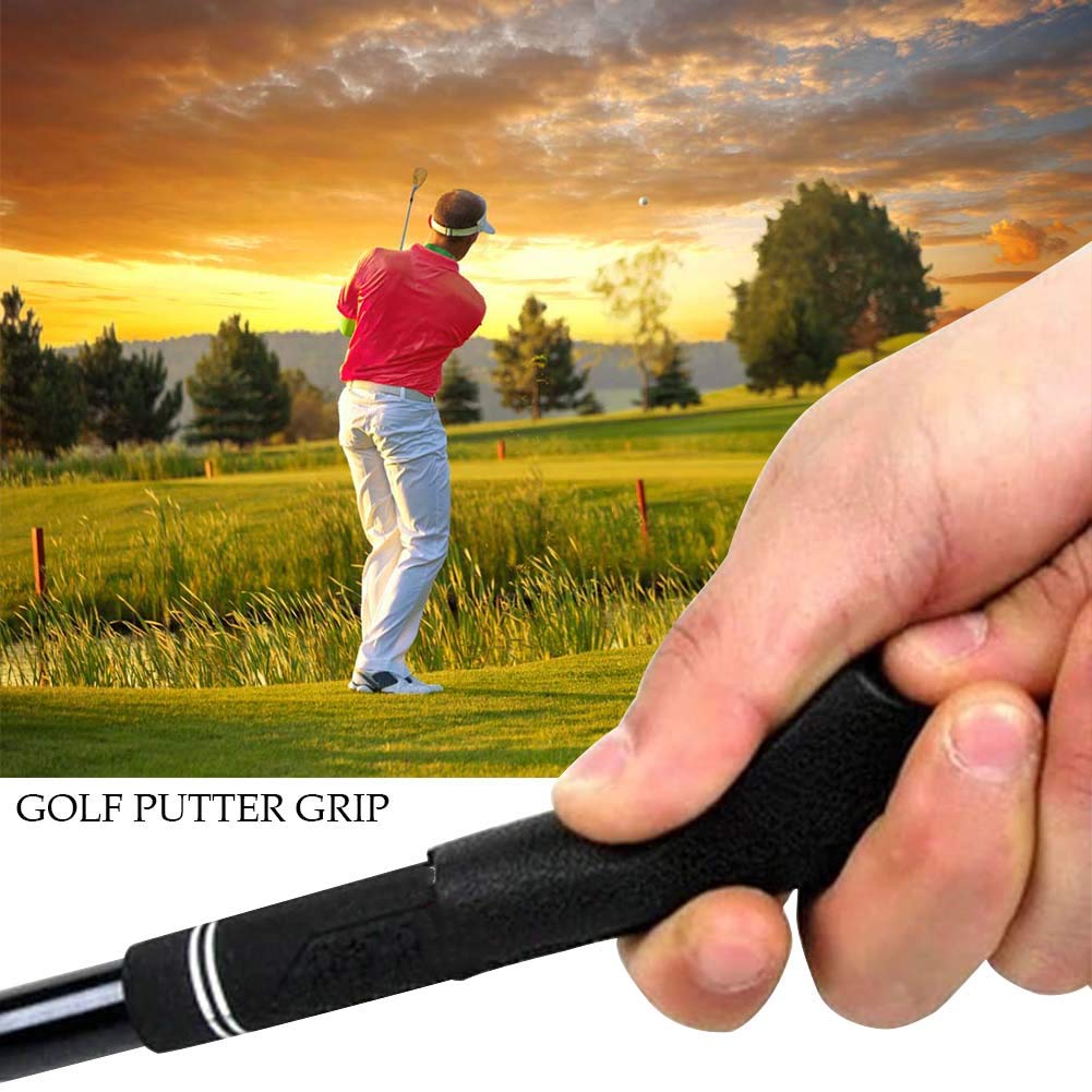 Faddare Golf Club Grip, Rubber Golf Training Aid Golf Club Handle Practicing Swing Training Aid Putter, Golf Posture Training Aid Correction Tool for Men Women(Black)