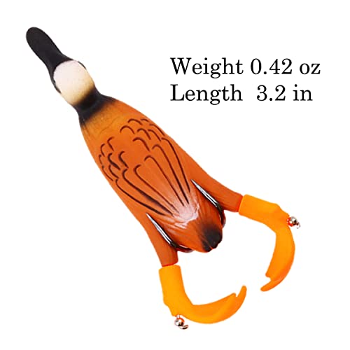 GaiRen Topwater Duck Soft Fishing Lure Realistic Propeller Floating Rubber Soft Bait with High Carbon Reinforced Hook 5PCS