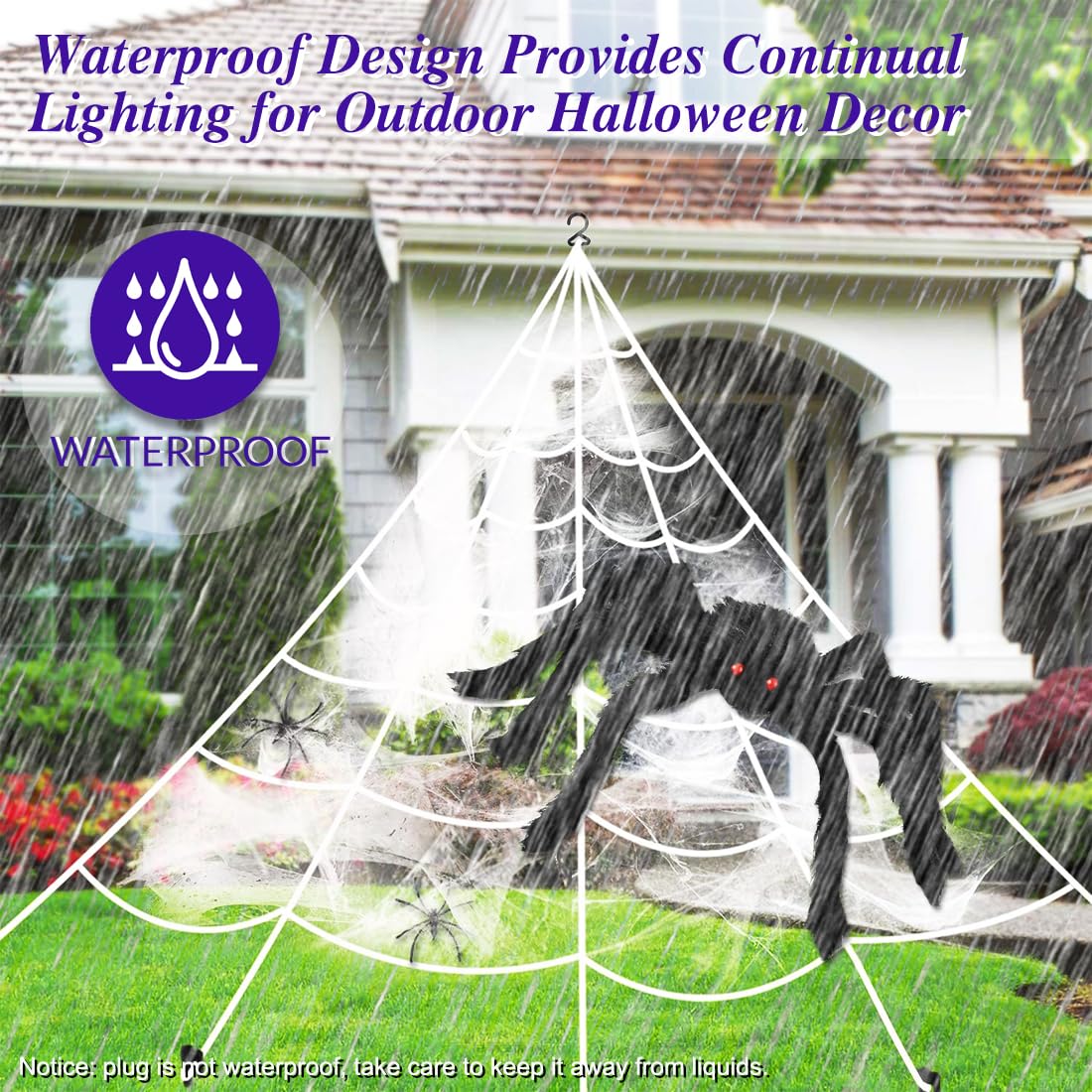 Flyowl Spider Web Halloween Decorations,236" Spider Web+ 50" Giant Spider Decorations Fake Spider with Triangular Huge Spider Web for Indoor Outdoor Halloween Decorations Yard Home Haunted House Decor