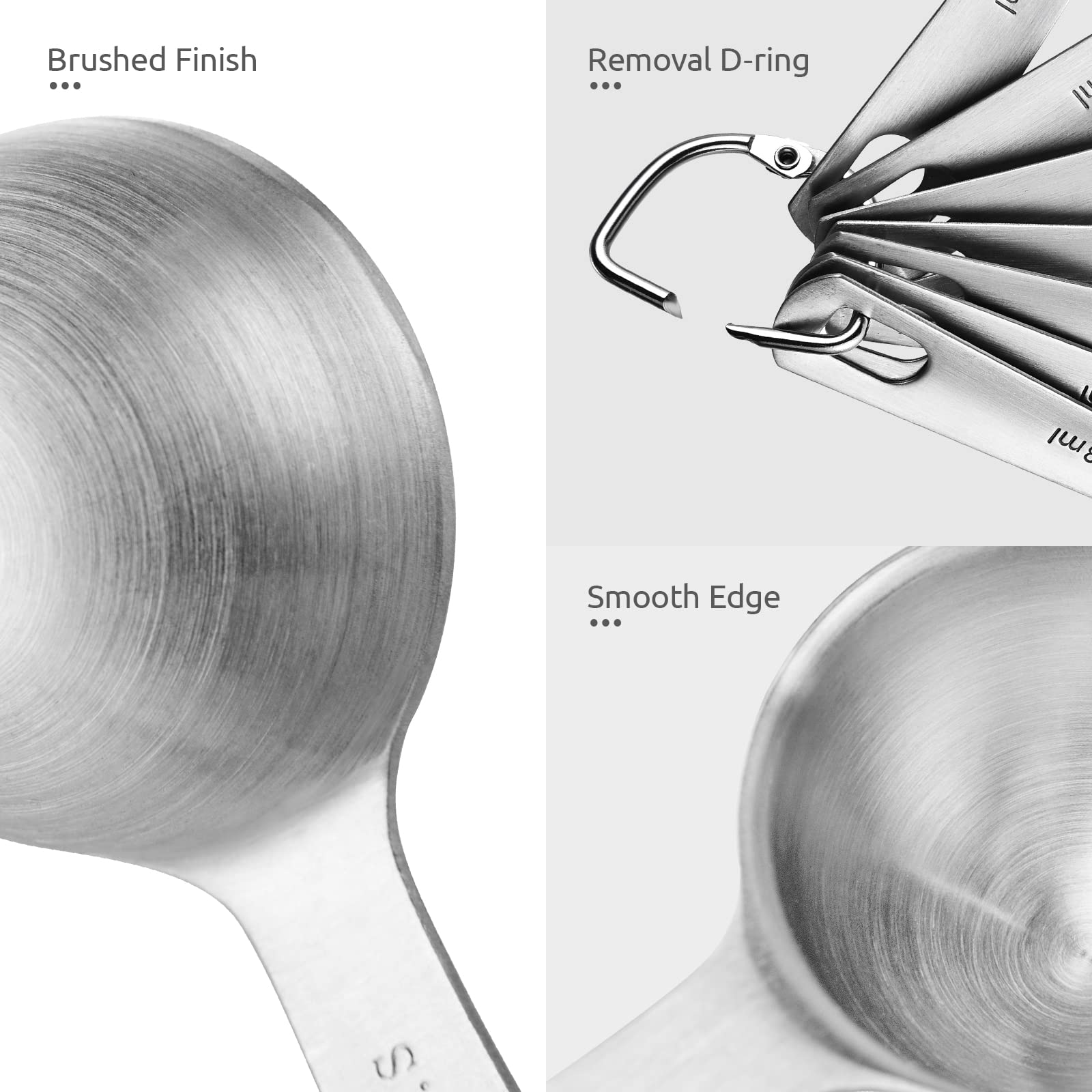 Measuring Spoons: U-Taste 18/8 Stainless Steel Set of 7 Piece: 1/8 tsp, 1/4 tsp, 1/2 tsp, 3/4 tsp, 1 tsp, 1/2 tbsp & 1 tbsp Dry and Liquid Ingredients