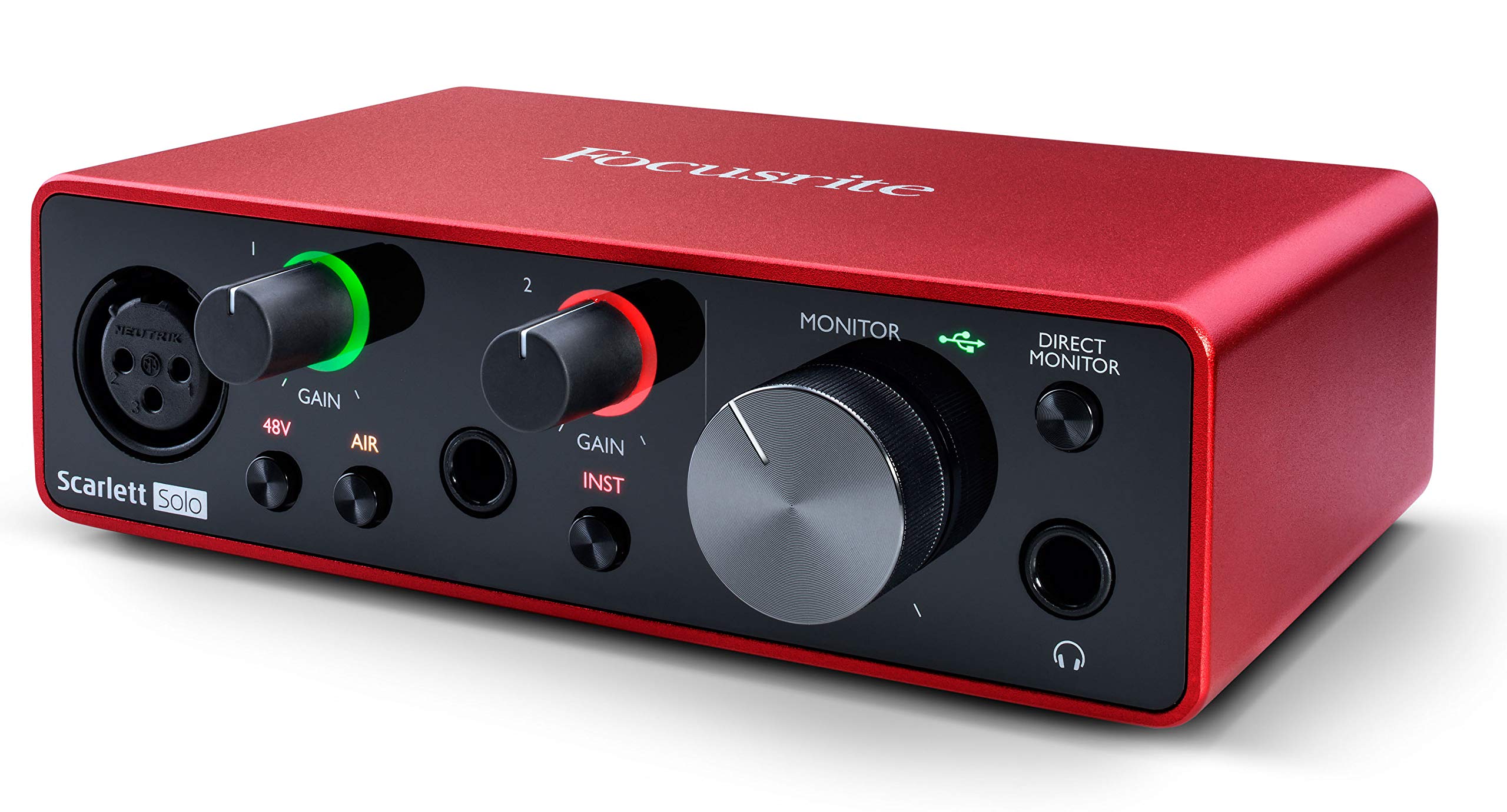 Focusrite Scarlett Solo 3rd Gen 2-in, 2-out USB Audio Interface Bundle with XLR Cable and Austin Bazaar Polishing Cloth