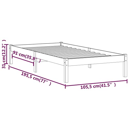 WIFESE Bed Frame 77"x41.5"x12.2" Brown Wood Twin Bed Frames Full Twin Day Bed Bedframes Queen-Size King Mattres Platform Bed Single Floating Full Size Modern Allwood Bed Frames Queen Size Full