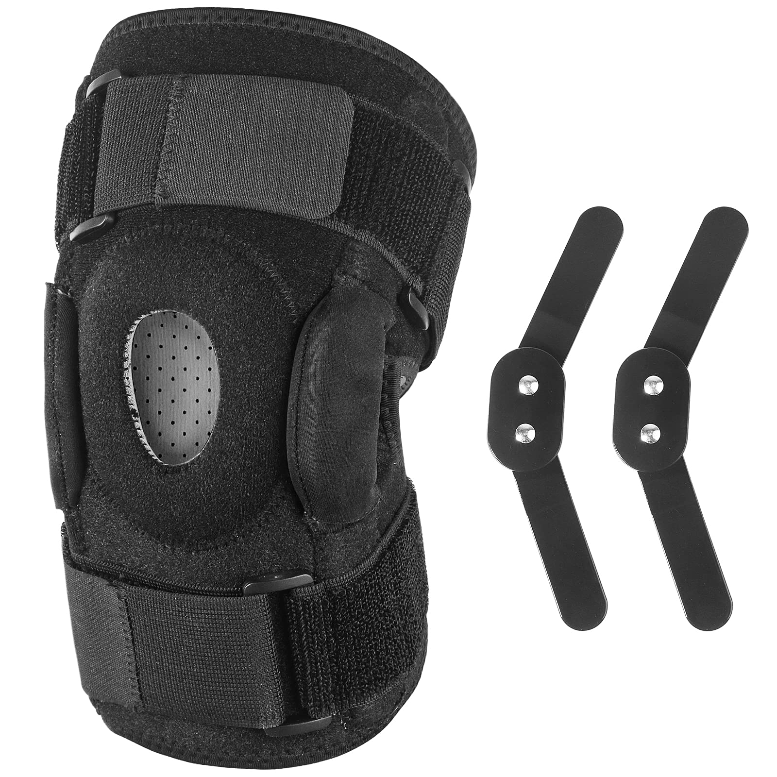 GP Knee Support for Joint Pain Knee Brace with Side Stabilizers and Adjustable Strap for Prevention and Relif of Injuries Pain, Workout Offering Support for Patella Tendon (Black, Medium)